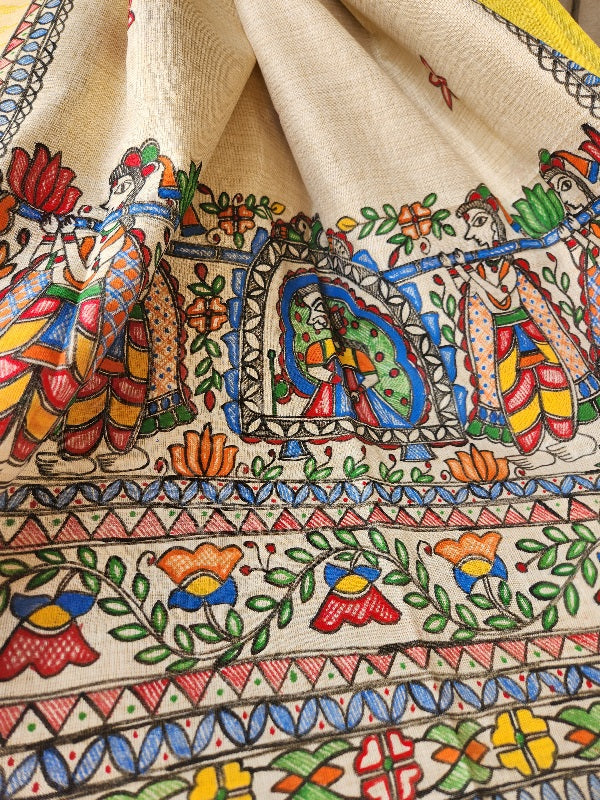 Bride dulhan bidaai theme shopping madhubani dupatta yellow dupatta ...