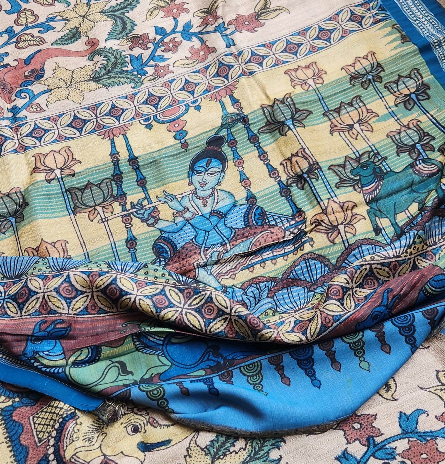 Pen kalamkari kalamkari sarees tussar silk kalahasti saree – VIVARANG