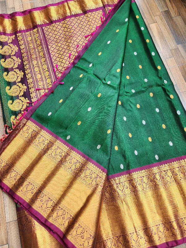 gadwal saree handloom saree Blue saree wedding shopping pattu saree ...